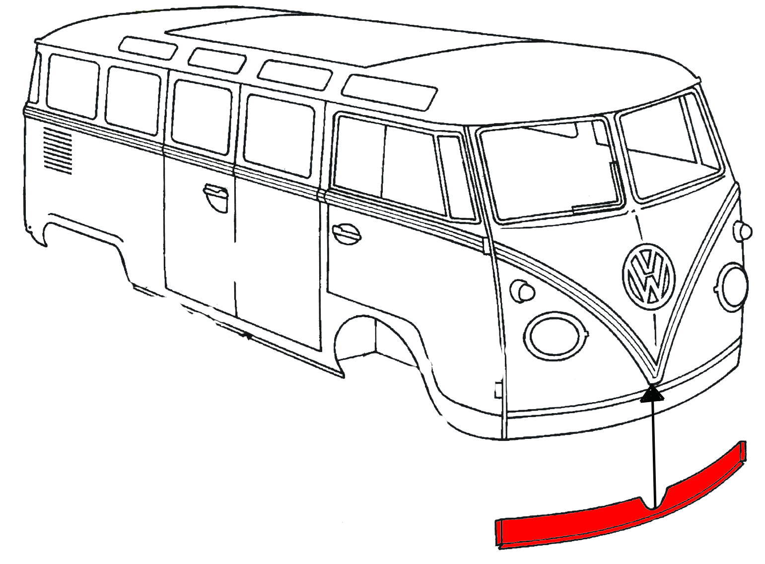 Splitscreen Bus Front Panel Under V-Edge - Cool Air VW