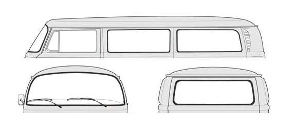 Baywindow Bus Window Seal Bundle Kit (with Recessed Windows) - Cool Air VW