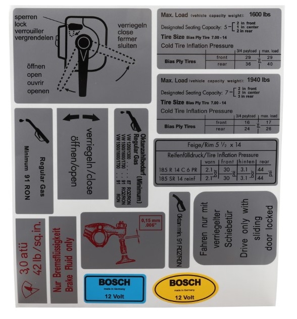 Baywindow Bus Sticker Set (14 Stickers) - Cool Air VW