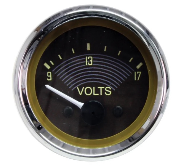 52mm Smiths Voltmeter Gauge - Brown Face With Silver Bezel - Cool Air VW