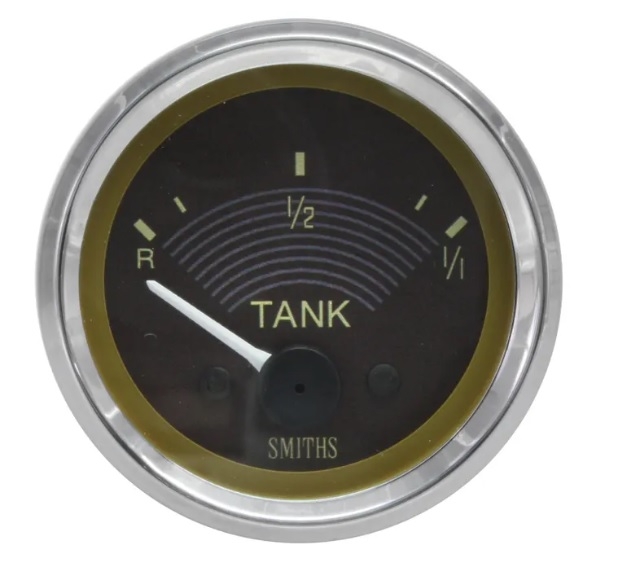 52mm Smiths 6 Volt Fuel Gauge - Brown Face With Silver Bezel - Cool Air VW