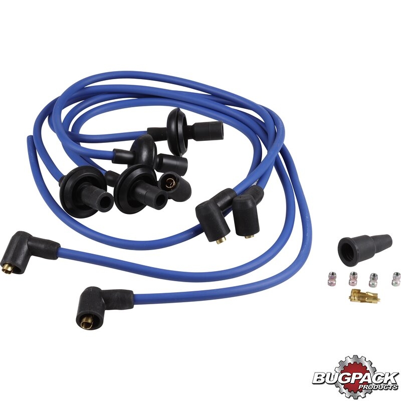 Megavolt 8mm Blue HT Lead Kit - Type 1 Engines - 90° Ends - Cool Air VW