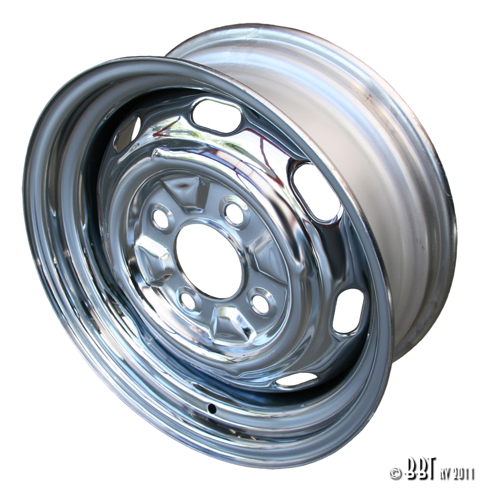 5.5" Chrome OE Steel Wheel - 4x130 PCD (4 Stud) - Cool Air VW