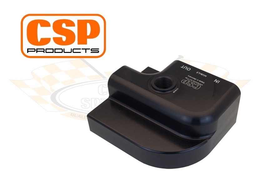 CSP Billet Aluminium Oil Filter Head With Right Outlets and Temp Sender ...