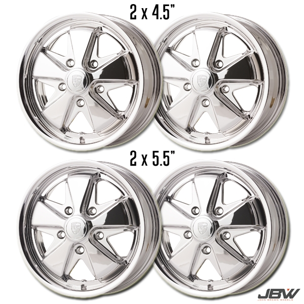 JBW 15" FOOSH Alloy Wheel Staggered Set - Chrome - 5x130 PCD (4.5+5.5 ...