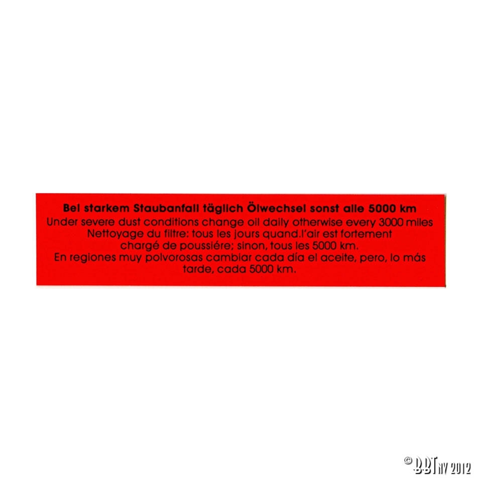 Original Air Filter Sticker (1967 To 1971 Models) - Cool Air VW