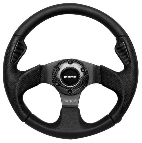 320mm Black Leather Momo Jet Steering Wheel - Cool Air VW