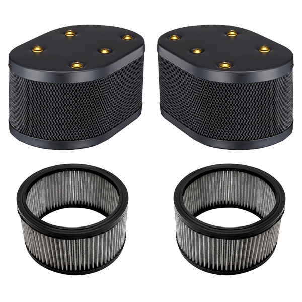 Black Vintage Speed Classic Style Oval Air Filter Bundle Kit - IDF ...
