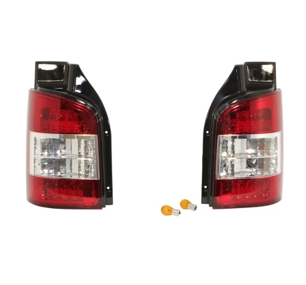 T5 Crystal Clear Tail Lights With Red LED - Tailgate Models - Cool Air VW